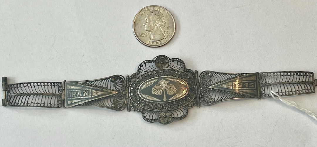 WW2 Iran 1945 Silver Ornate Filigree Bracelet. - Etsy