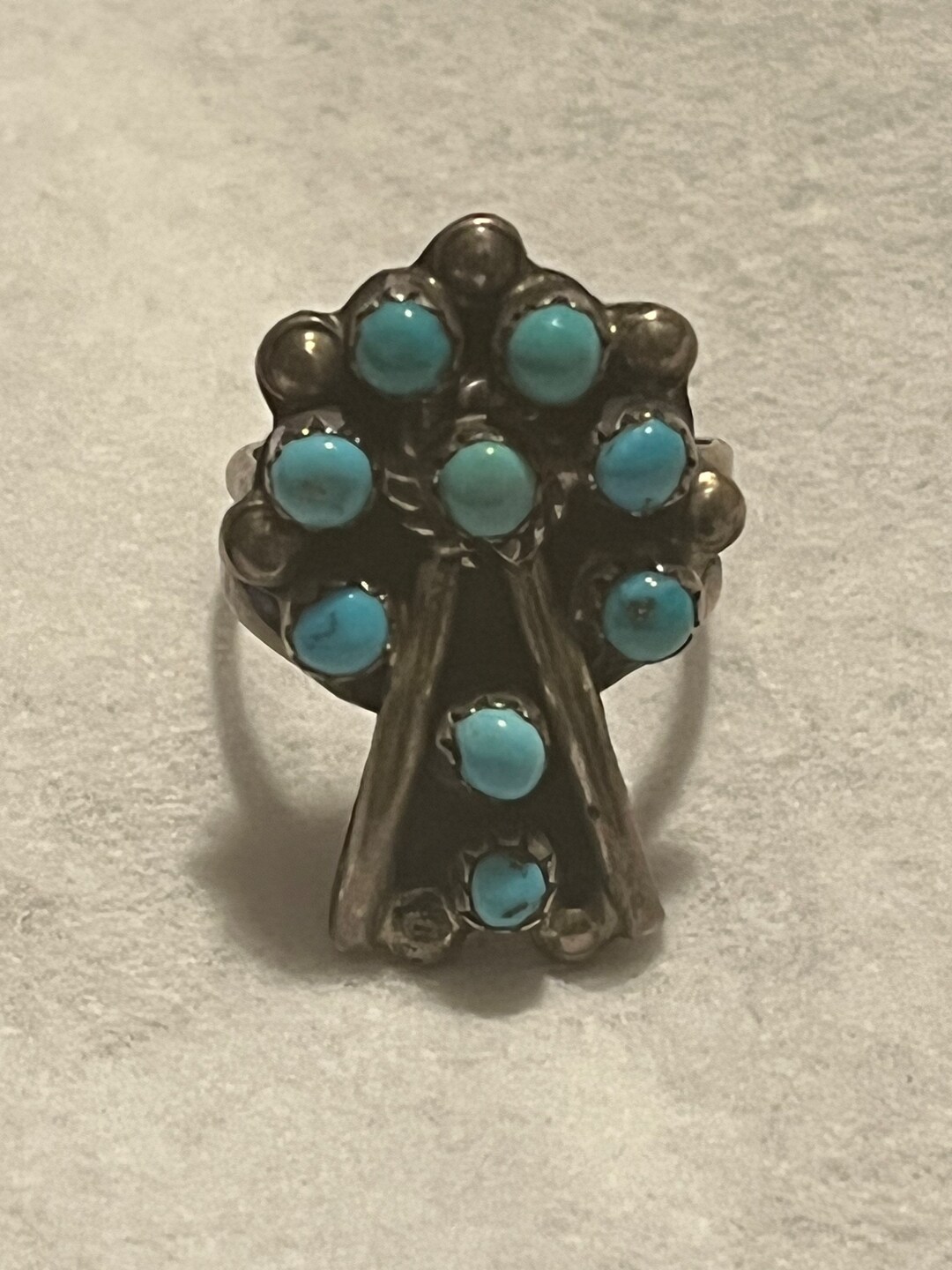 Old Navajo Pawn Turquoise Silver Multi Stone Ring as 7.5 Very Nice - Etsy