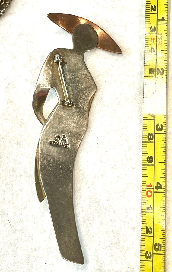 Unique Silver Copper Signed Brooch - Gem