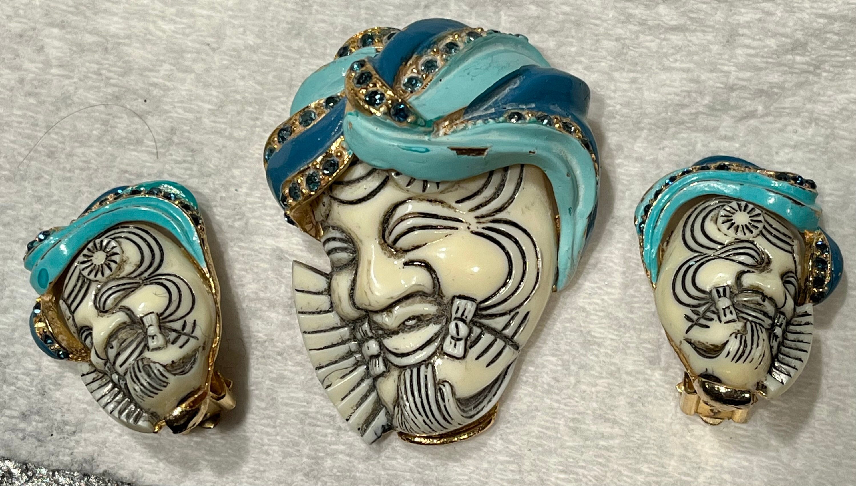 Selro Corp. 3 Piece Aladdin Gemstone Turbin Signed Pin and - Etsy