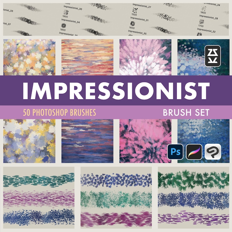 Impressionist Brush Set | Procreate | Photoshop | CSP | Texture Brushes ...