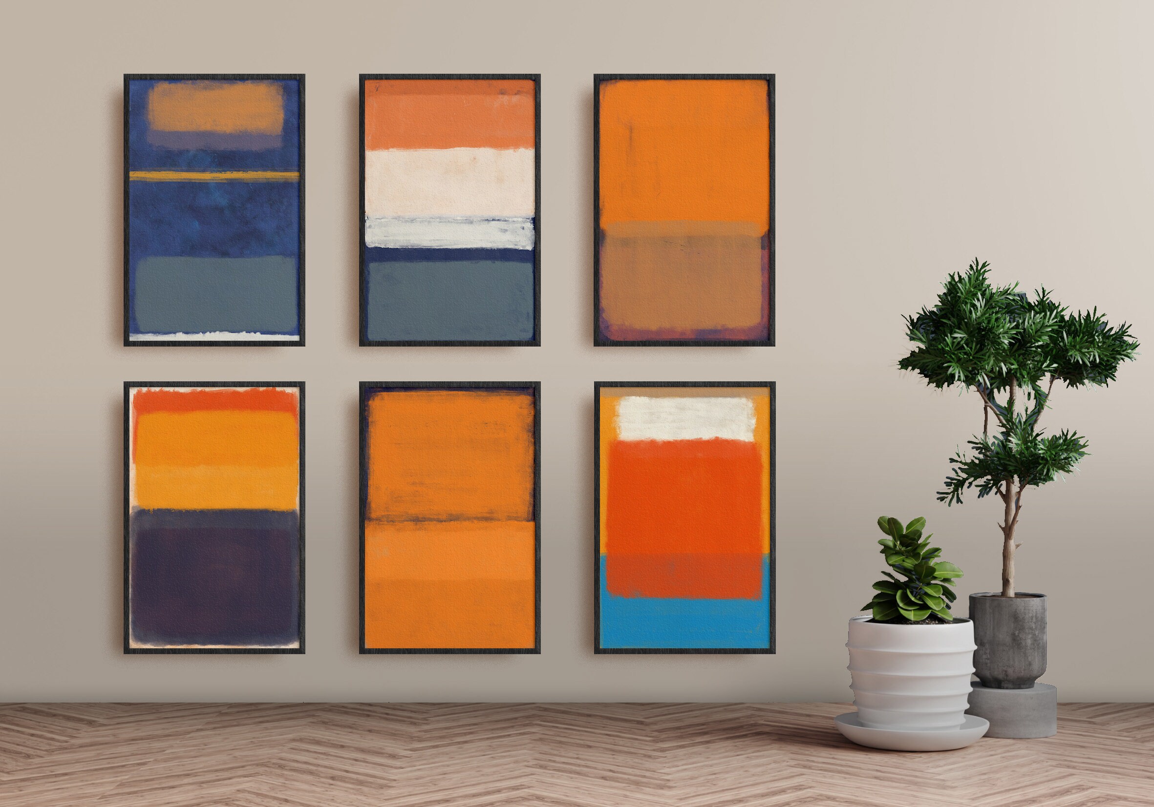 Mark Rothko-style Poster Set of 6 Digital Download BLUE and ORANGE - Etsy