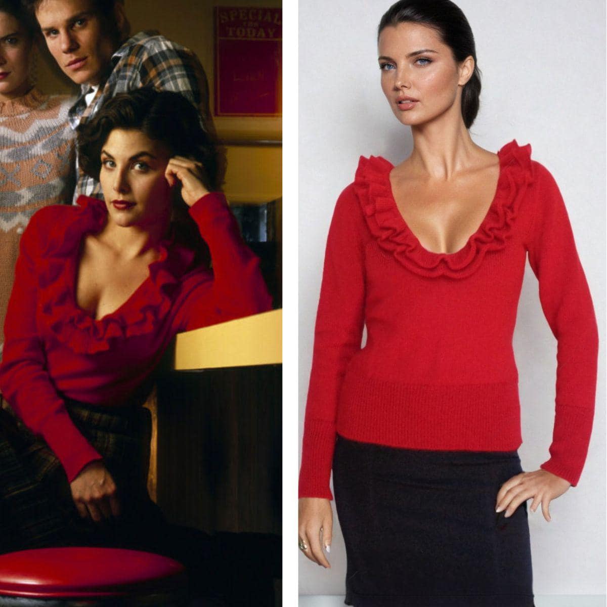 Twin Peaks Audrey Horne Red Ruffled Sweater Halloween Inspiration 1990 ...
