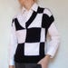 Wednesday Addams Checkered Vest Black White Blocked Sweater Plaid ...