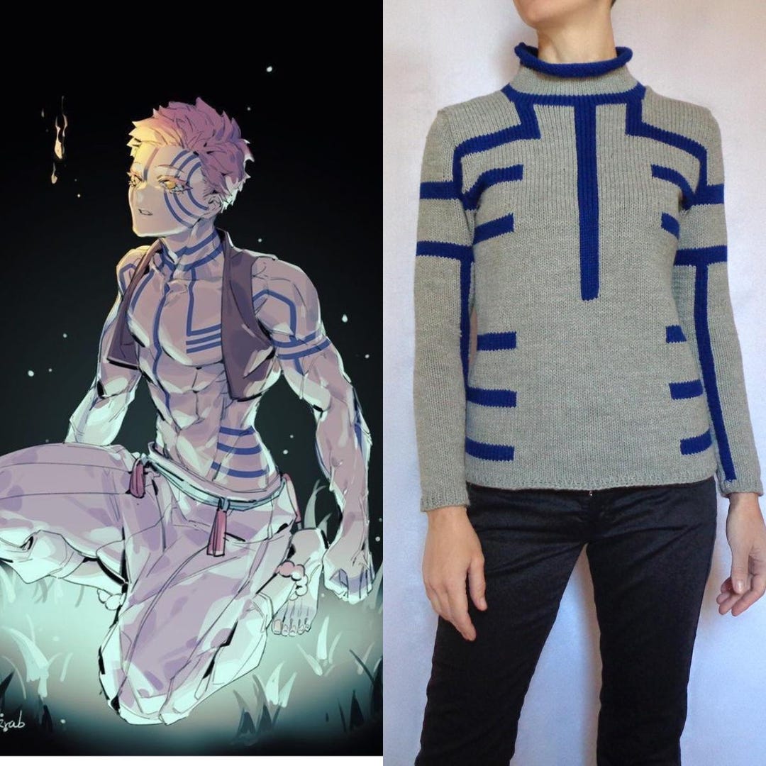 Akaza Demon Tattoo Sweater Inspired Anime Shirt Manga Japanese Cosplay ...