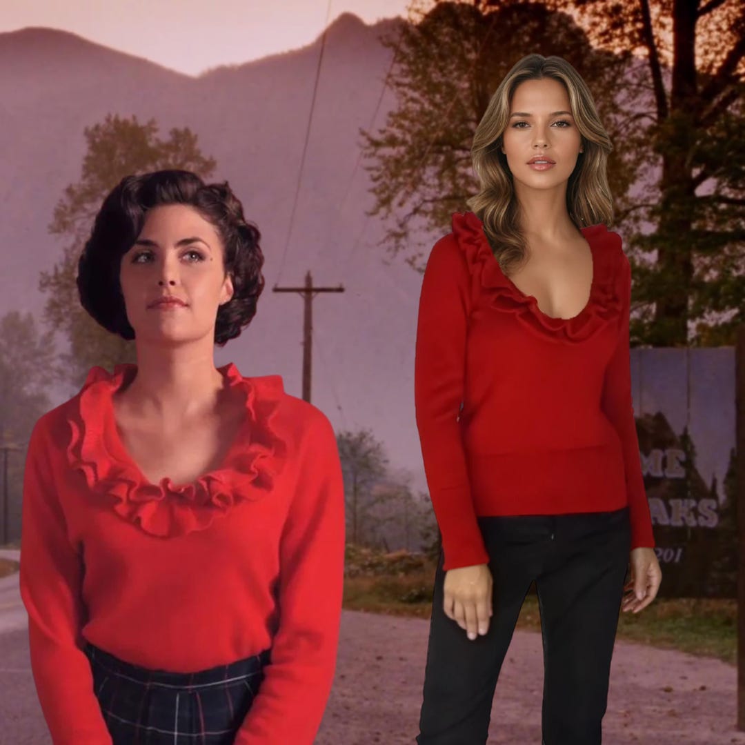 Twin Peaks Audrey Horne Red Ruffled Sweater Halloween Inspiration 1990 ...