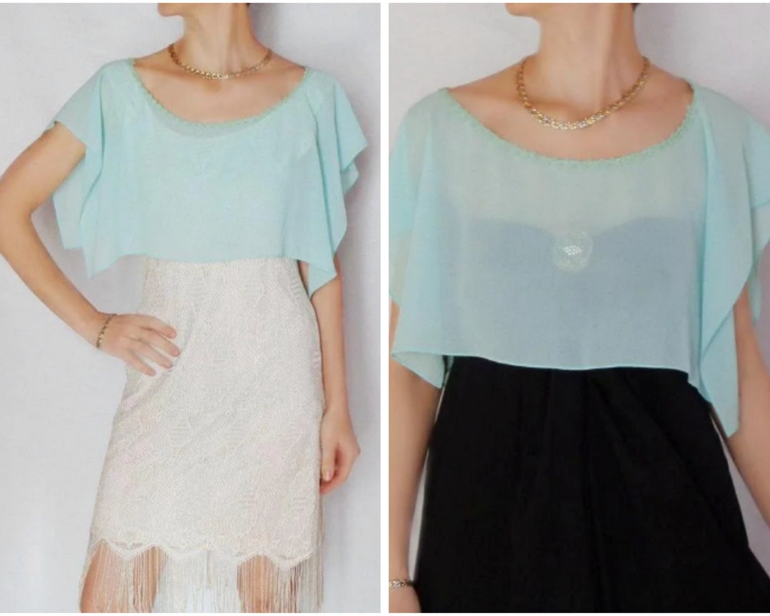 Bridal Capelet Green Mint Wedding Cape Short Lightweight Wrap - Etsy