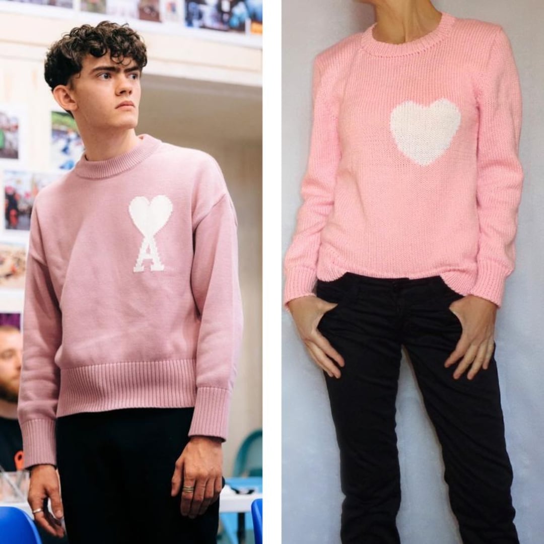 Joe Locke Sweater Pink Heart Pullover Heartstopper Custom Monogram ...