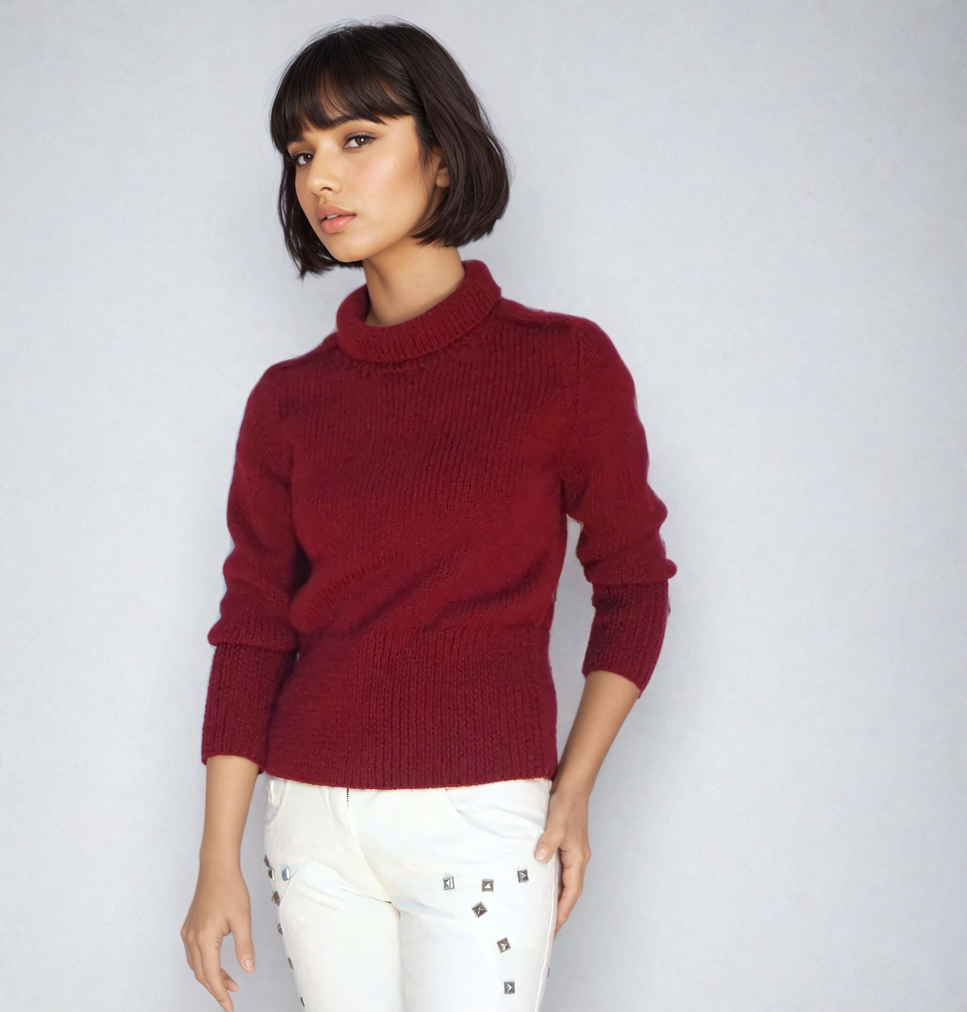 Twin Peaks Audrey Horne Burgundy Red Pullover Sweater Cropped 1940's ...
