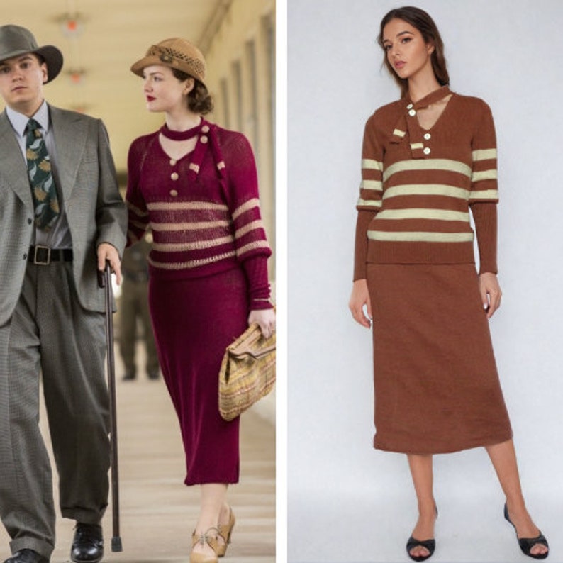 Bonnie and Clyde Costume Bonnie Parker Suit Iconic Sweater Dress 30s ...