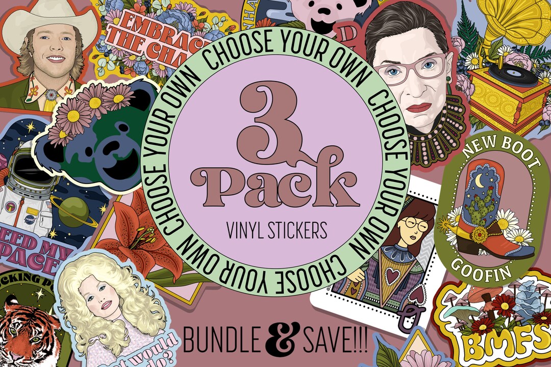 Choose Your Own Vinyl Sticker Bundle Three Pack 3 Piece Water Bottle ...