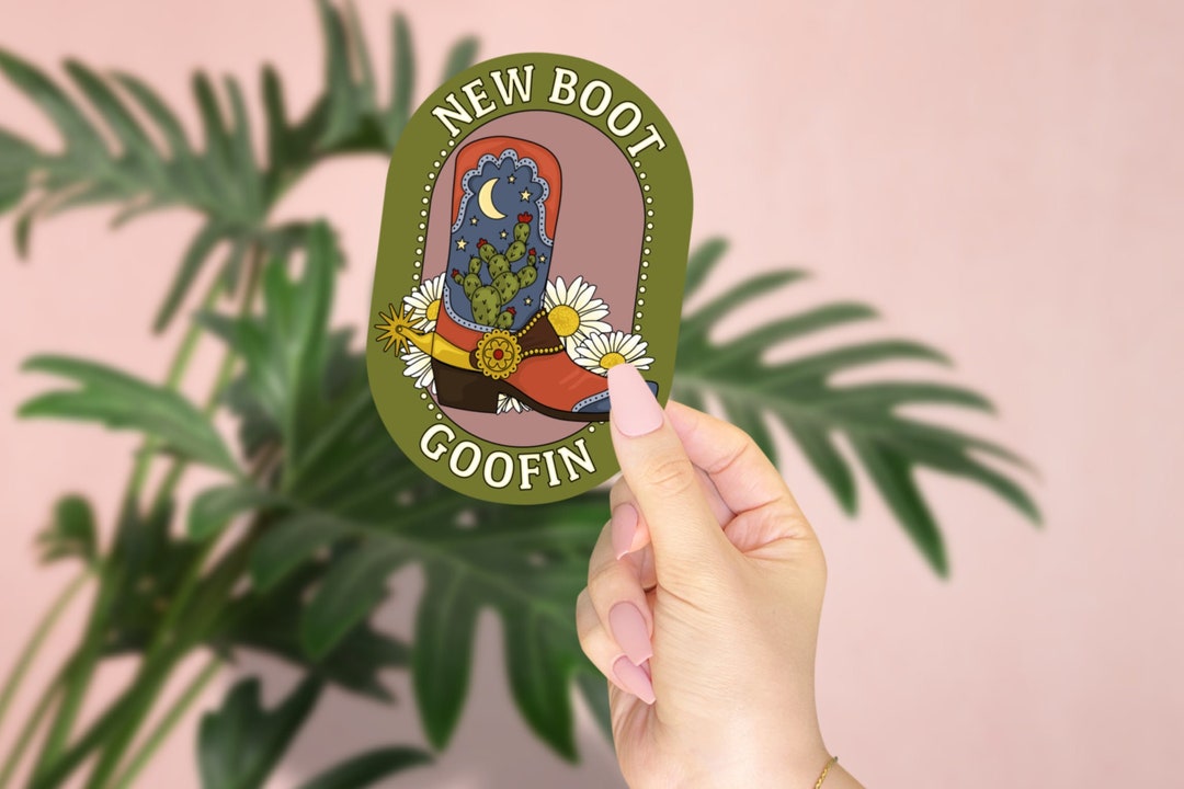 New Boot Goofin Vinyl Sticker Country Western Cactus Cowboy Boot Laptop ...