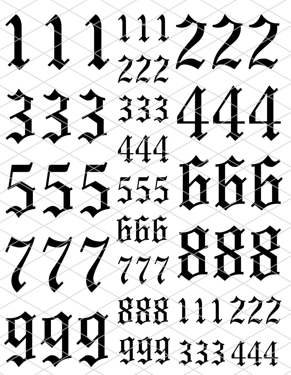 Resin Foil Angel Numbers Old English Resin Foil Sheet Art - Etsy