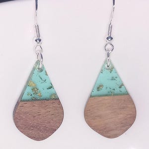 Transparent Resin & Wooden Dangle Earrings - Etsy