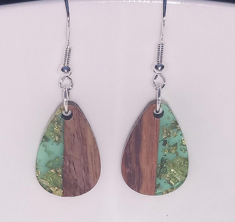 Transparent Resin & Wooden Dangle Earrings - Etsy