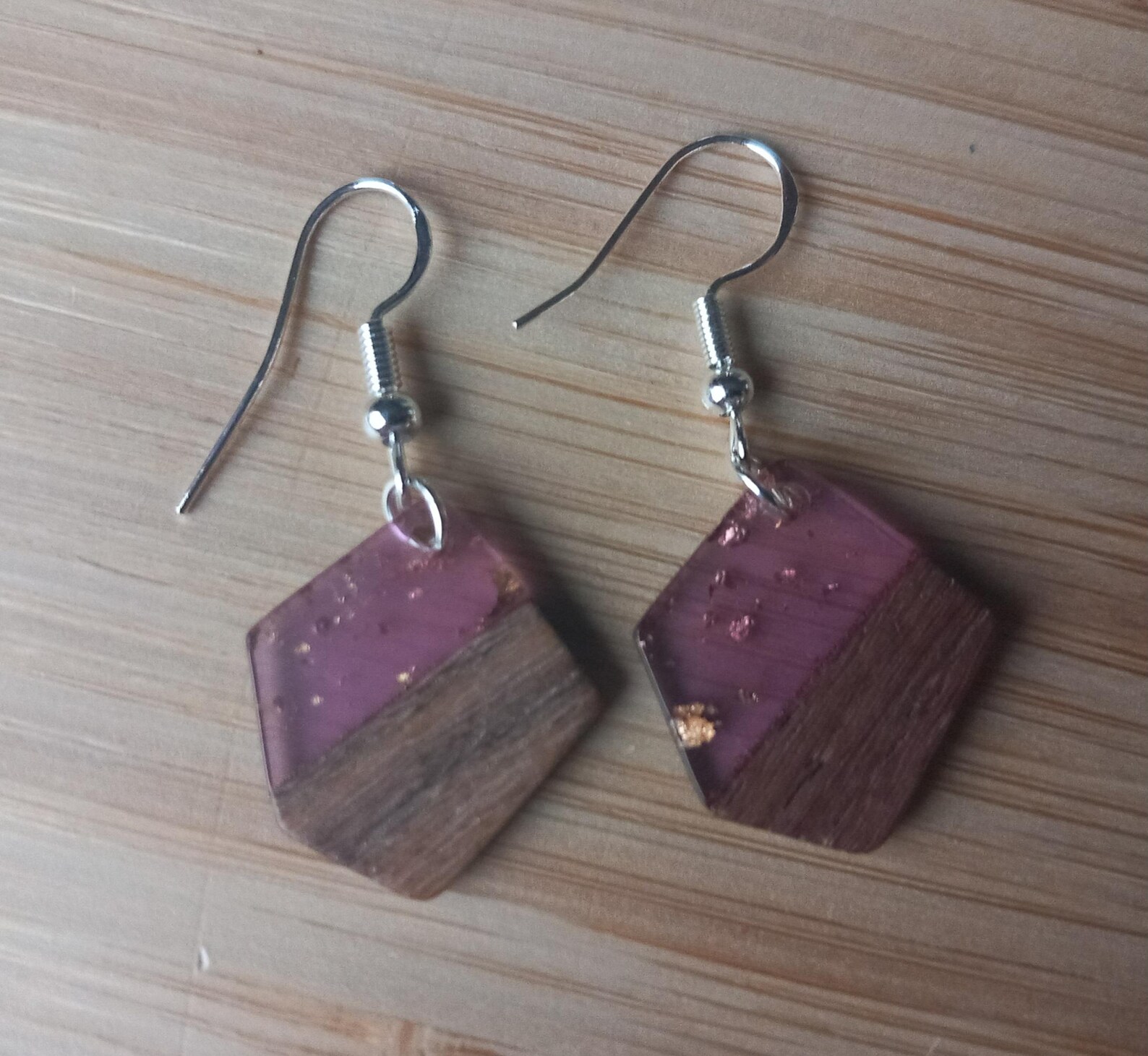 Transparent Resin & Wooden Dangle Earrings - Etsy