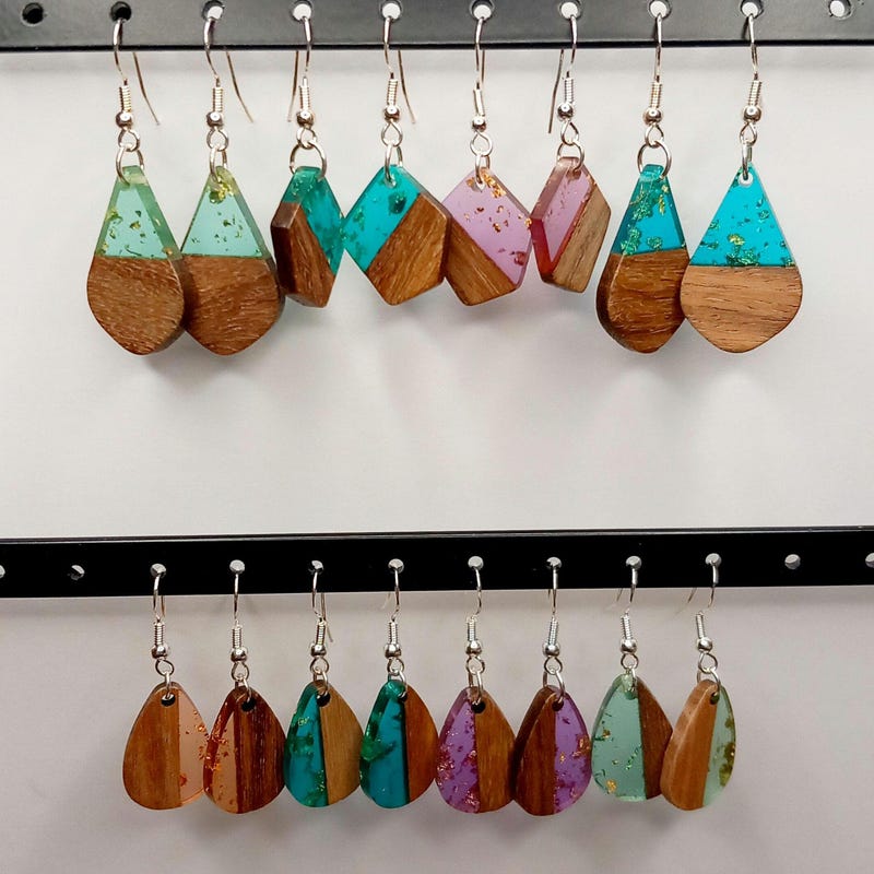 Wooden Dangle Earrings - Etsy