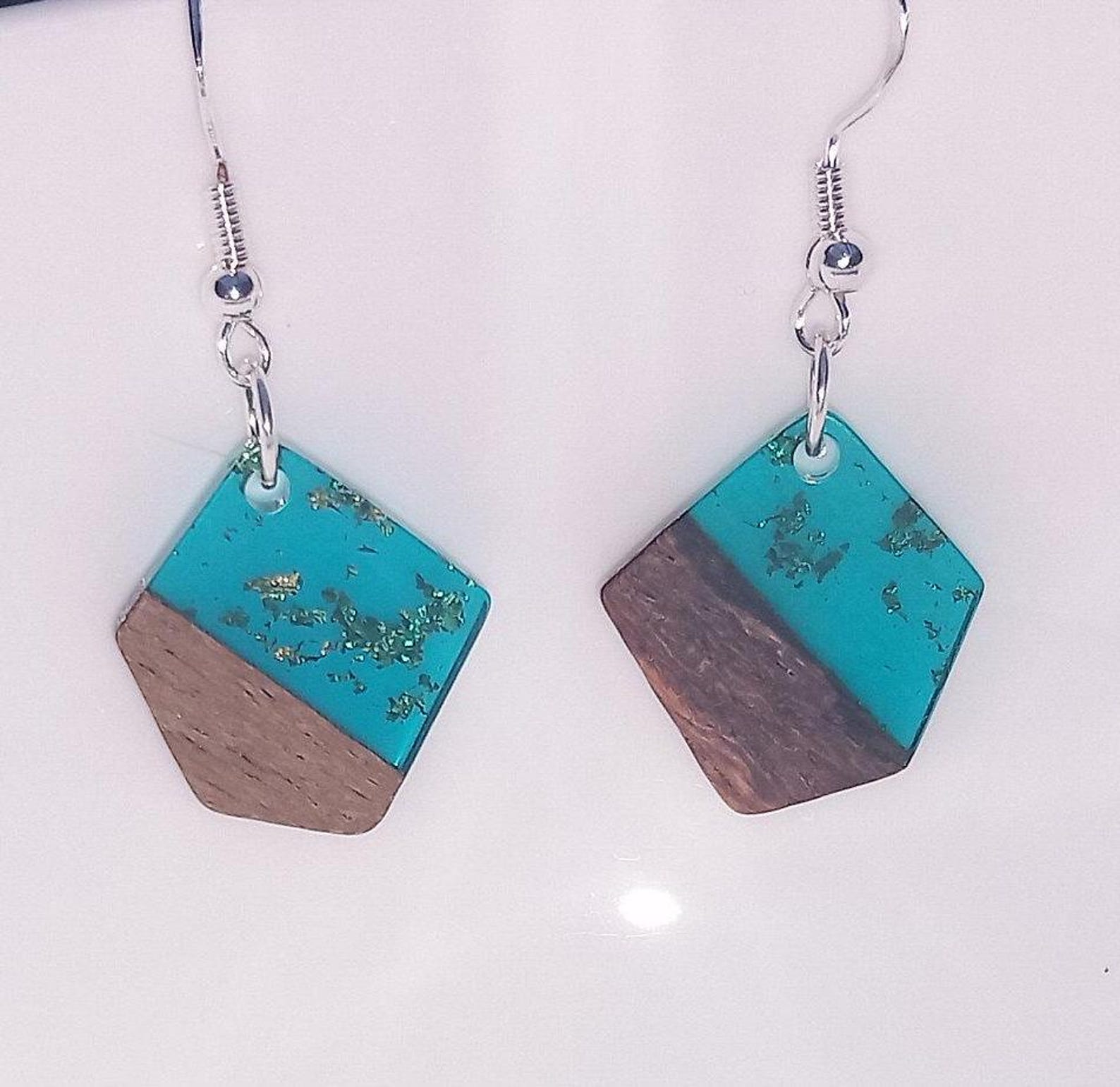Transparent Resin & Wooden Dangle Earrings - Etsy