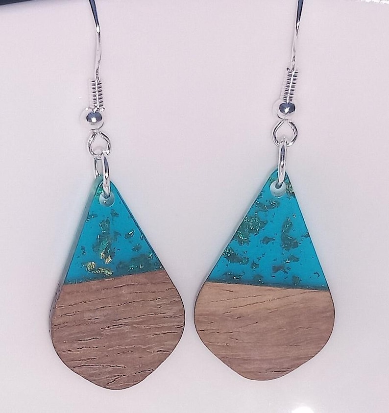 Transparent Resin & Wooden Dangle Earrings - Etsy