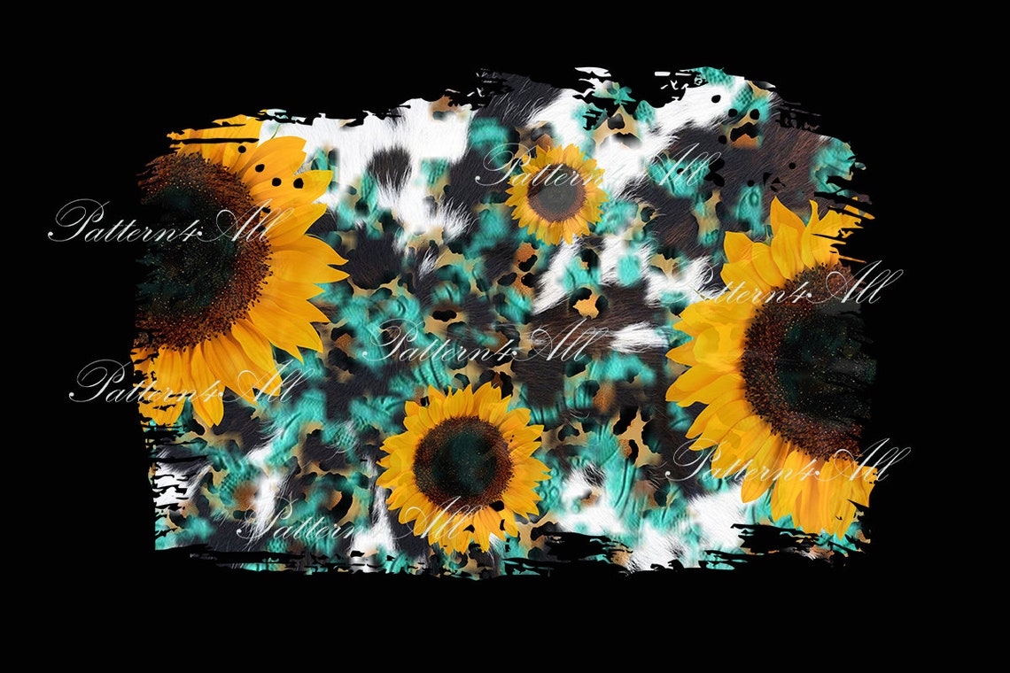 Sunflower and Turquoise Tooled Leather Background Png | Etsy