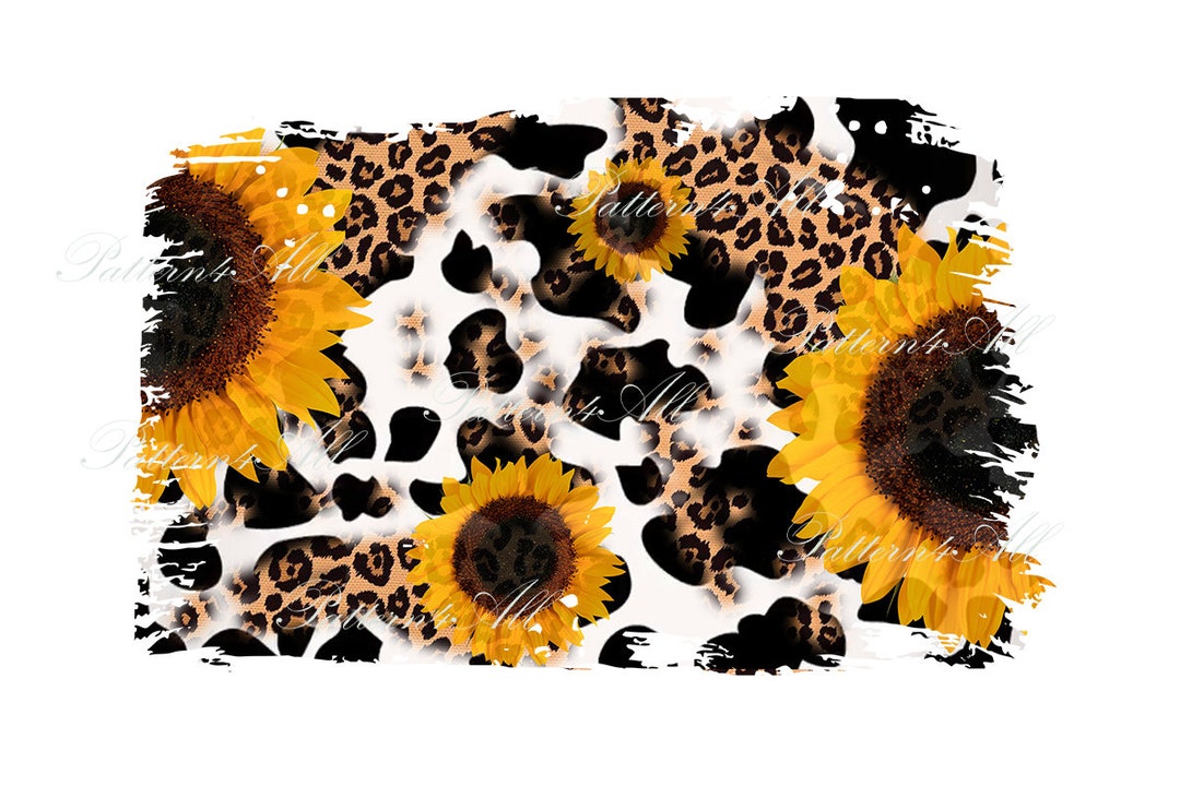 Sunflowers Leopard Cowhide Sublimation Background,rustic Cow Spots ...