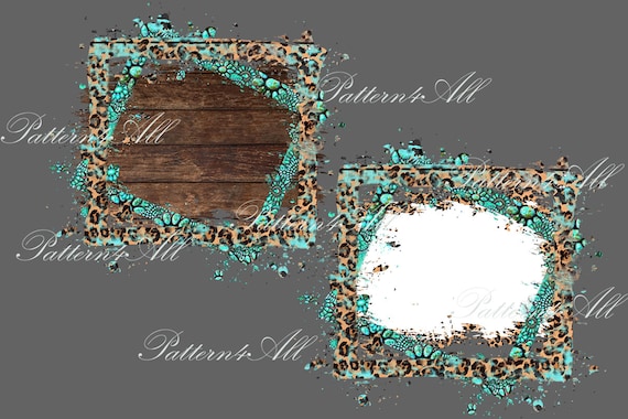 Tooled Leather and Turquoise Leopard Frame Wood Background - Etsy