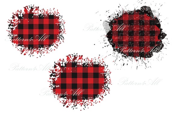 Papercraft Embellishments DISTRESSED Red Buffalo Plaid Patches PNG ...
