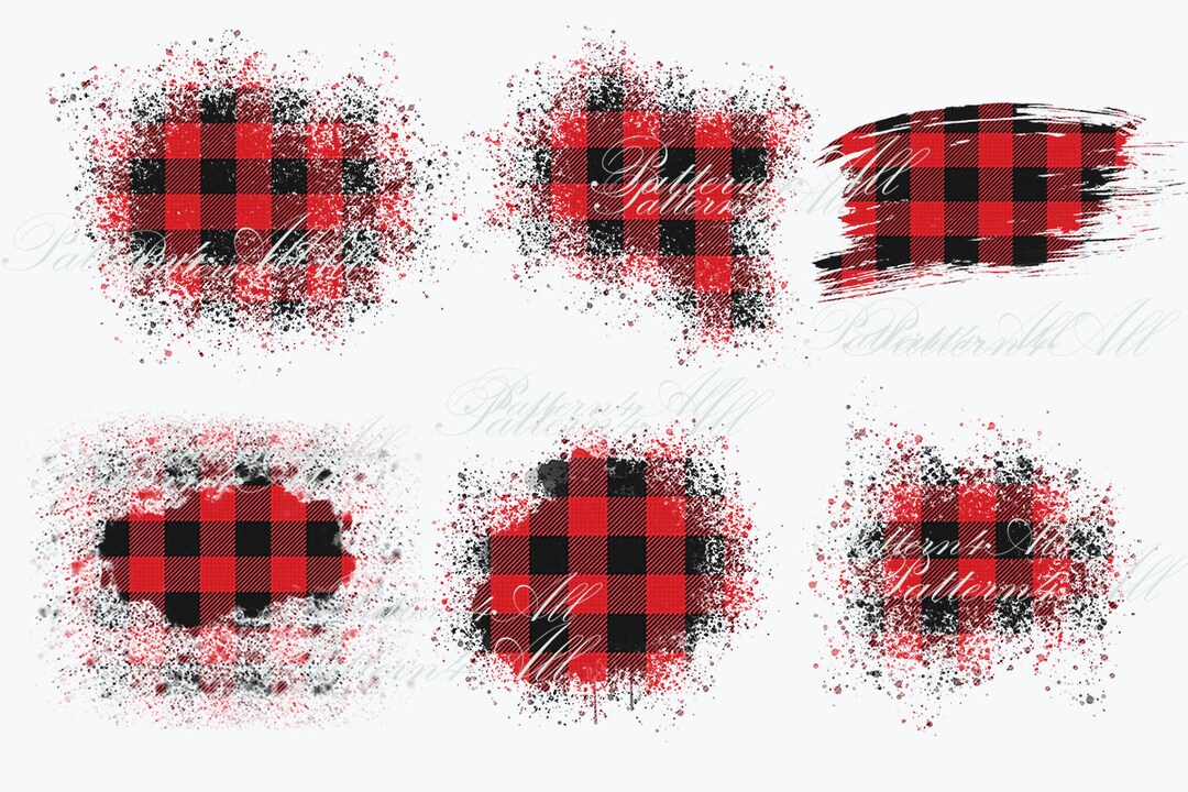 6 Red Plaid Background Plaid, Check Splashes, Buffalo Plaid Patches ...