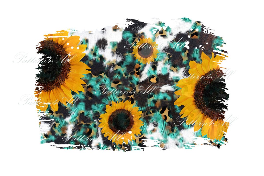 Sunflower and Turquoise Tooled Leather Background Png, Distressed ...