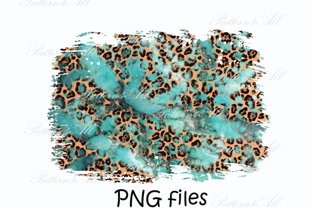 PNG Distressed Animal Print Sublimation Splatters,turquoise With White ...
