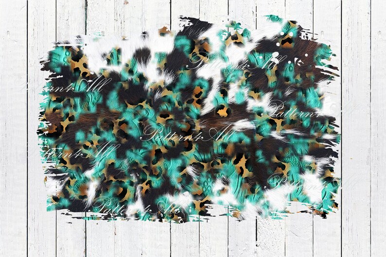 Cowhide Leopard Turquoise Tooled Leather Background Png - Etsy