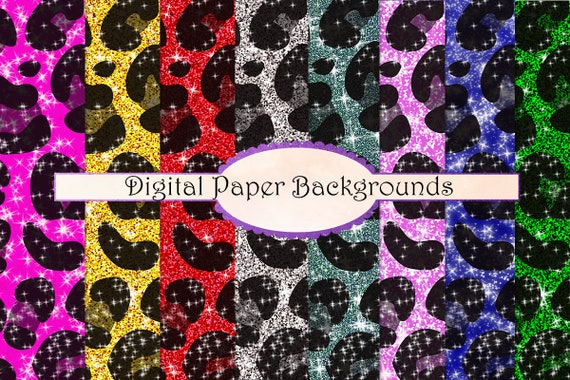Cheetah Glitter Digital Paper Bundle Animal Print Digital | Etsy