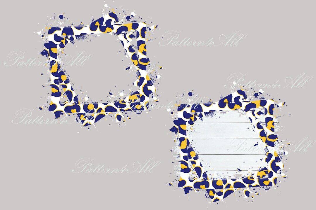 Distress Navy Cheetah Print Frame,leopard Print Splatter, Navy Yellow ...