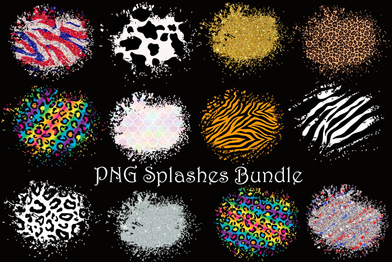 PNG Distressed Patches Bundle Splashes Sublimation Design - Etsy