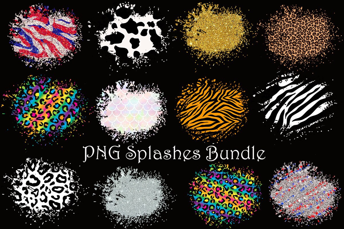 PNG Distressed Patches Bundle Splashes Sublimation Design - Etsy