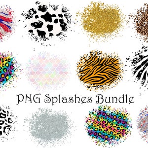 PNG Distressed Patches Bundle, Splashes Sublimation Design, Digital ...