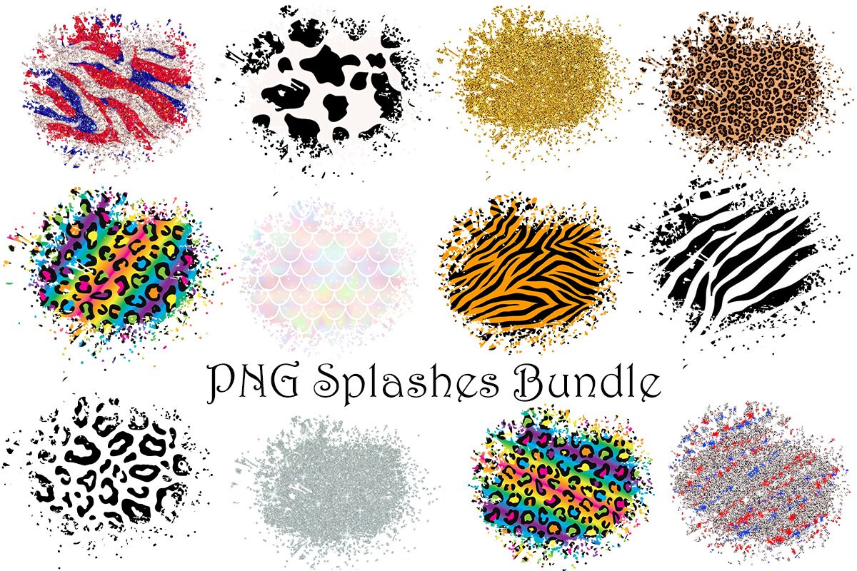 PNG Distressed Patches Bundle Splashes Sublimation Design - Etsy