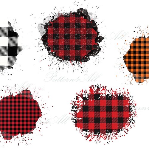 Papercraft Embellishments DISTRESSED Red Buffalo Plaid Patches PNG ...