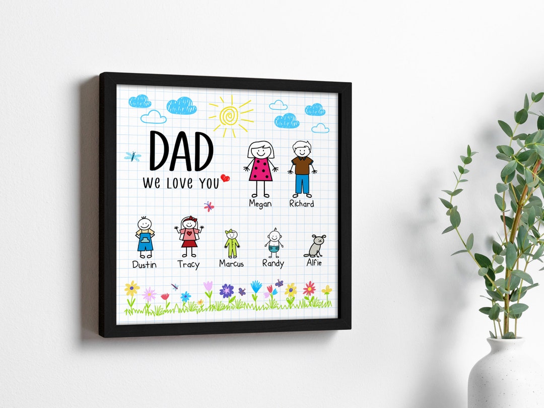 Personalized We Love You Dad Sign, Custom Stickman Figures Dad Family ...