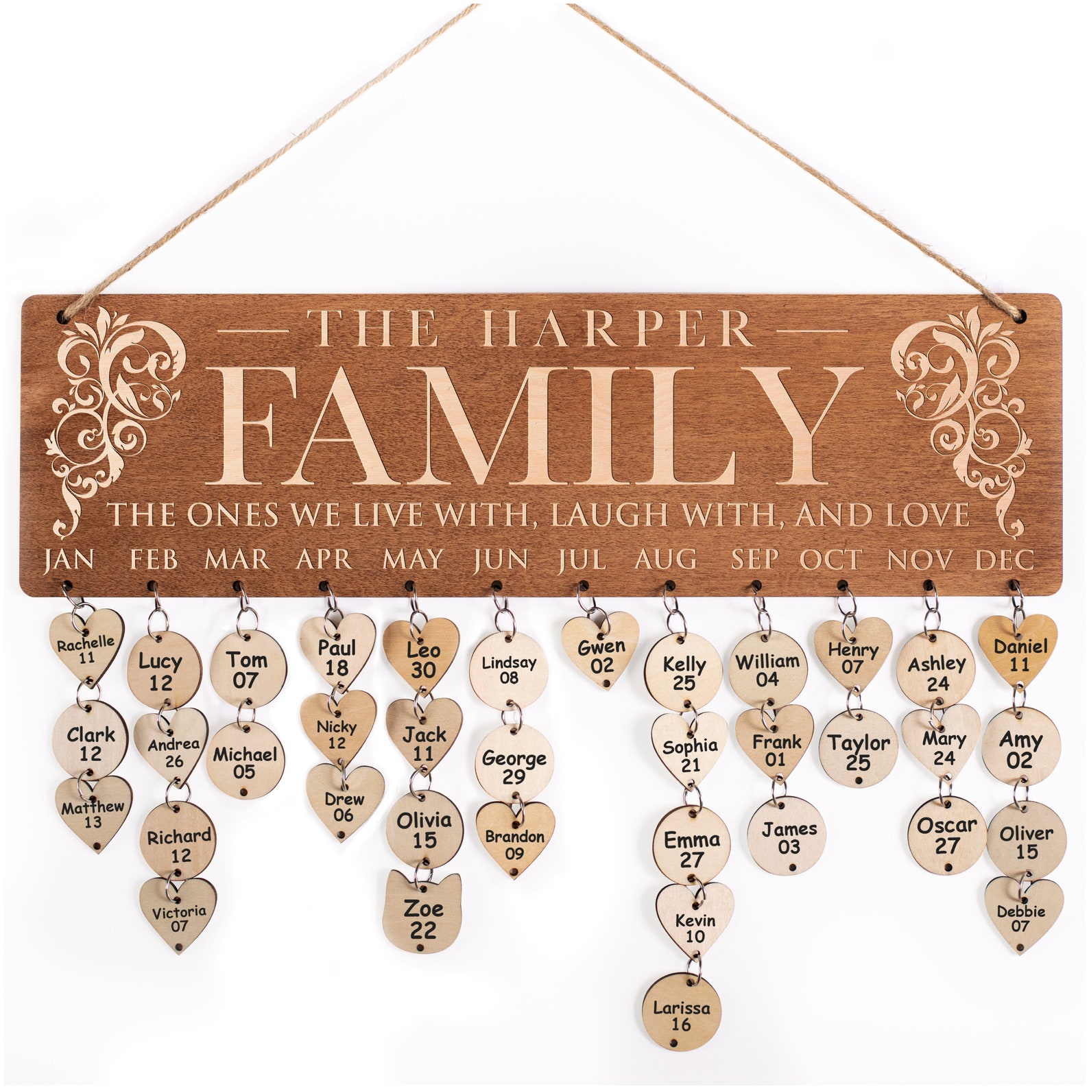 Wood Family Calendar Personalized Family Birthday Calendar - Etsy