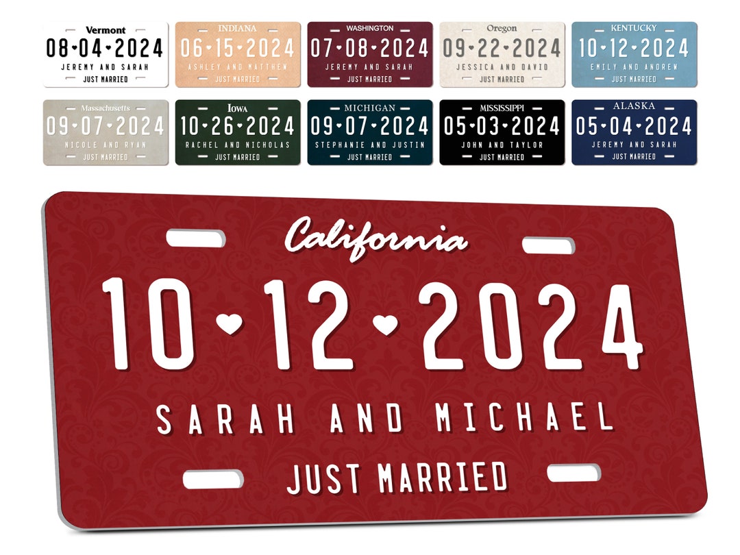 Wedding License Plate - Just Married Mr and Mrs - Wedding Car License ...