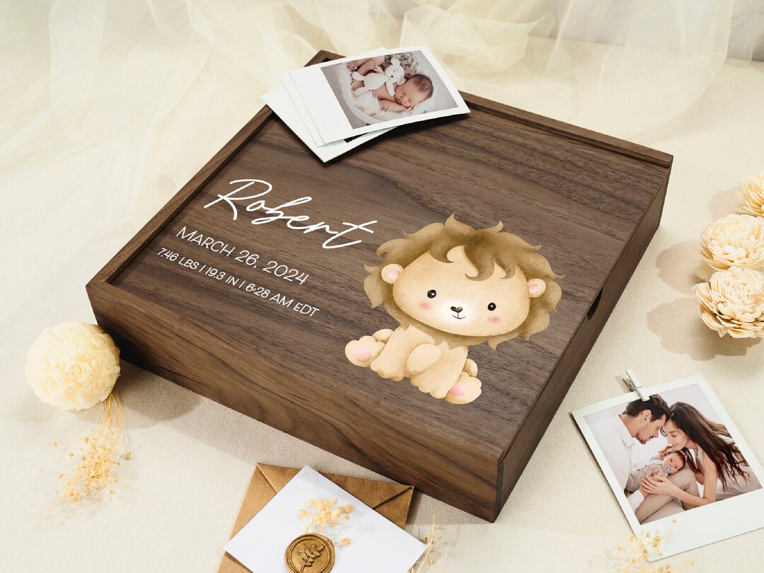 Personalized Wooden Baby Memory Box, Baby Shower Gift, Nursery Decor ...