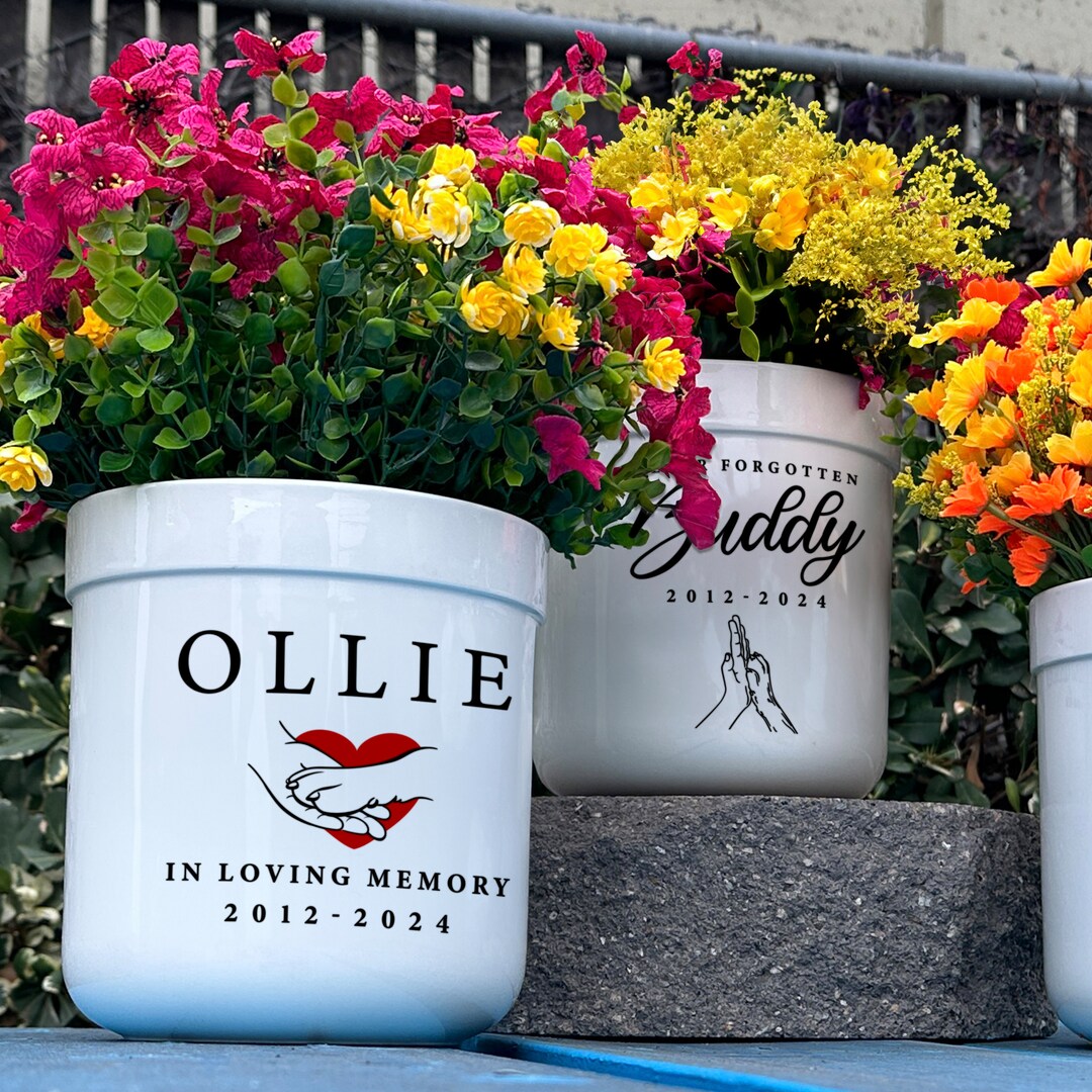 Personalized Ceramic Planter, Memorial Flower Pot, Custom Pet Memorial ...