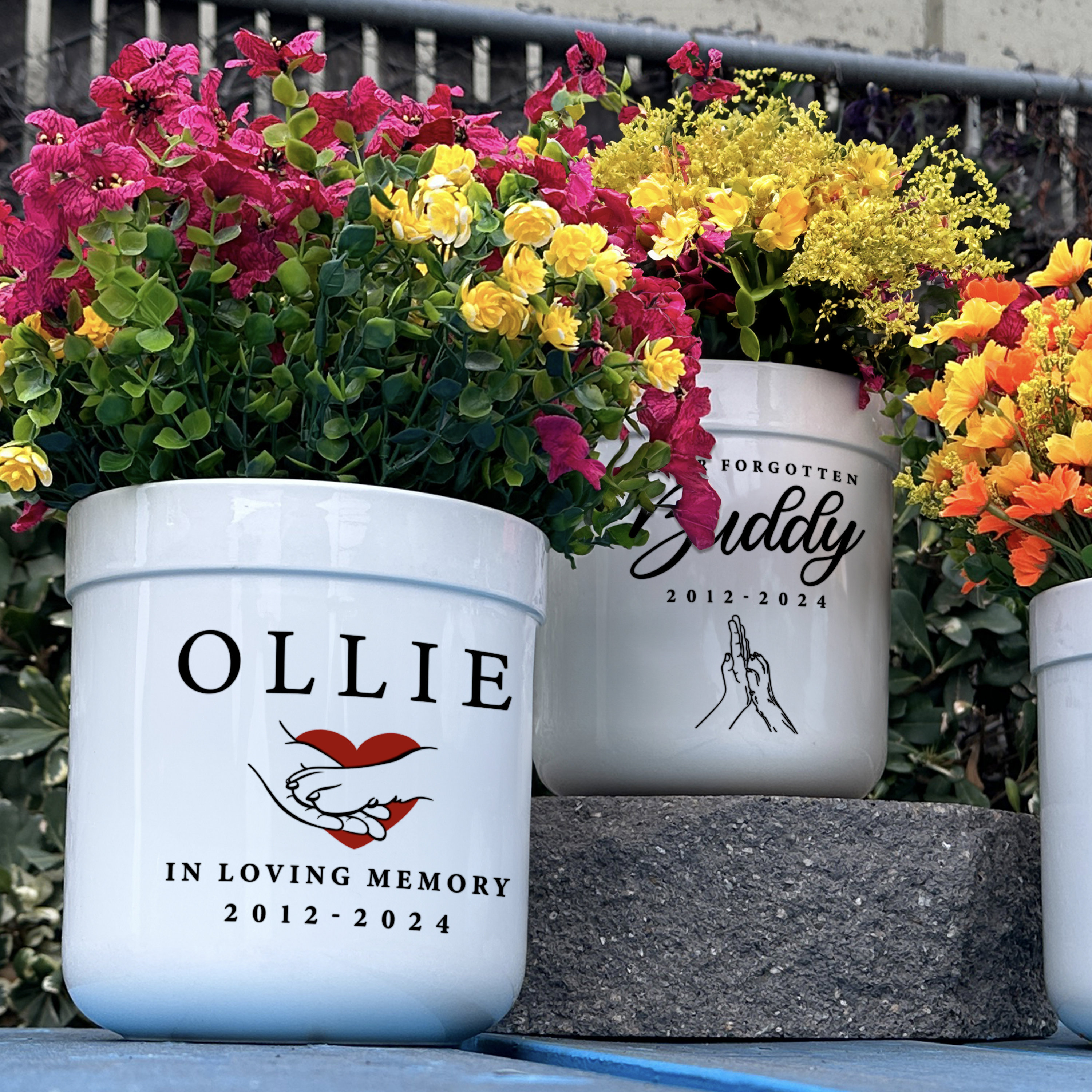 Personalized Ceramic Planter, Memorial Flower Pot, Custom Pet Memorial ...