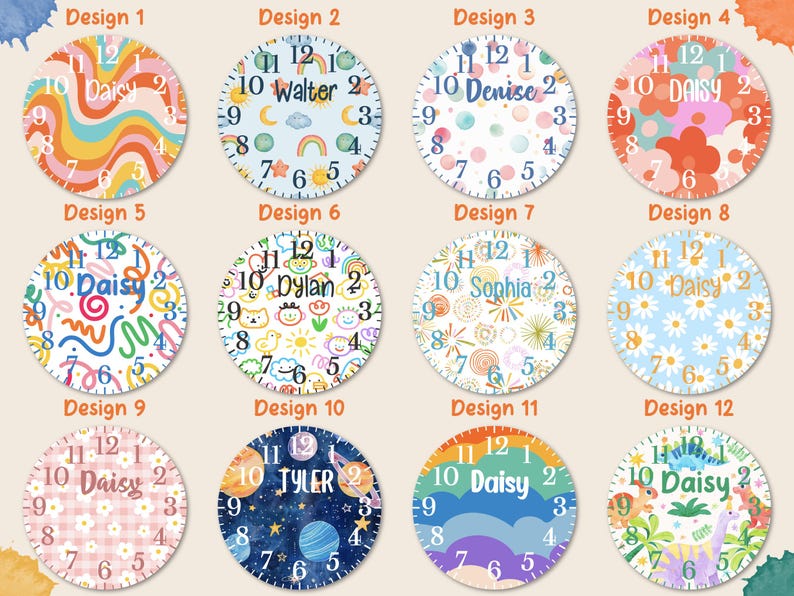 Personalized Kids Wall Clock for Bedroom, Custom Kids Name Clock, Kids ...