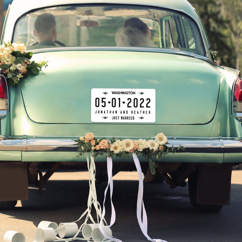 Wedding License Plate Just Married Mr and Mrs Wedding Car - Etsy