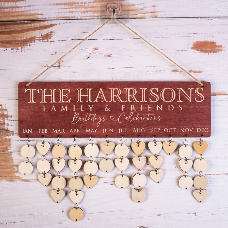 Wood Family Calendar Personalized Family Birthday Calendar - Etsy