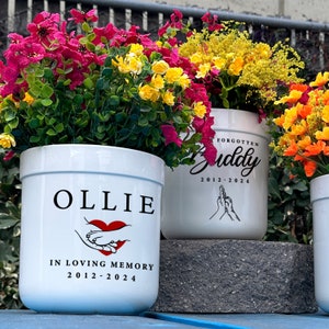 Personalized Ceramic Planter, Memorial Flower Pot, Custom Pet Memorial ...