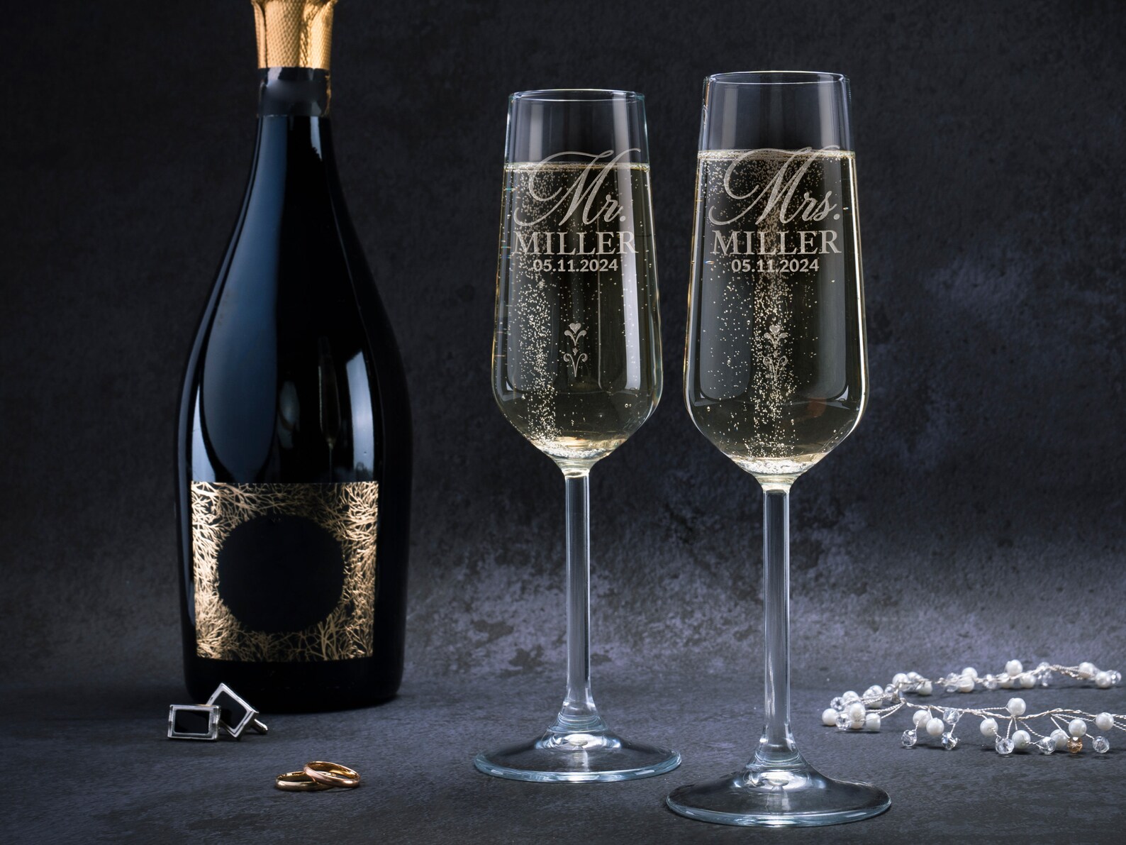 Champagne Flutes Personalized, Wedding Champagne Flutes, Engraved ...