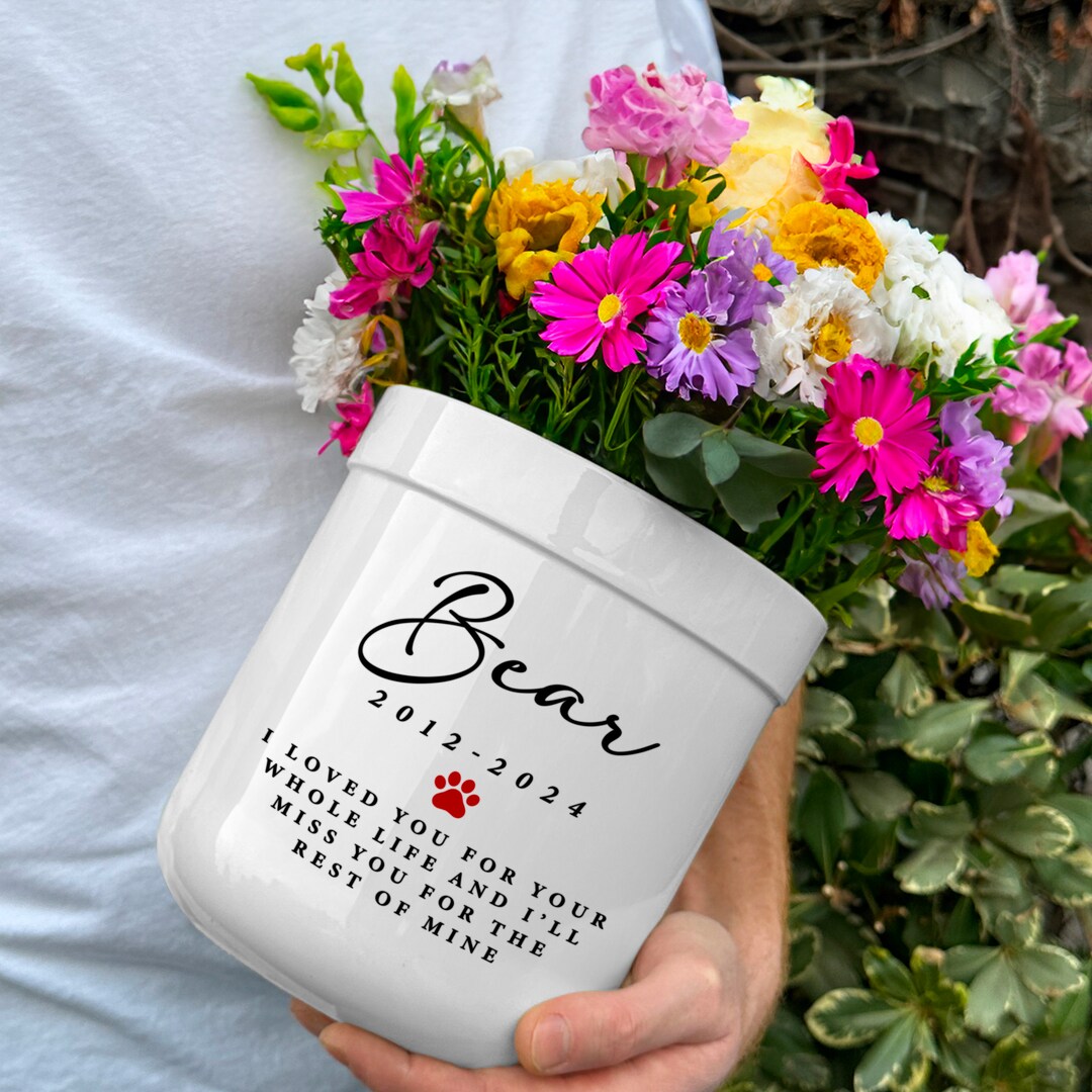 Personalized Ceramic Planter, Memorial Flower Pot, Custom Pet Memorial ...